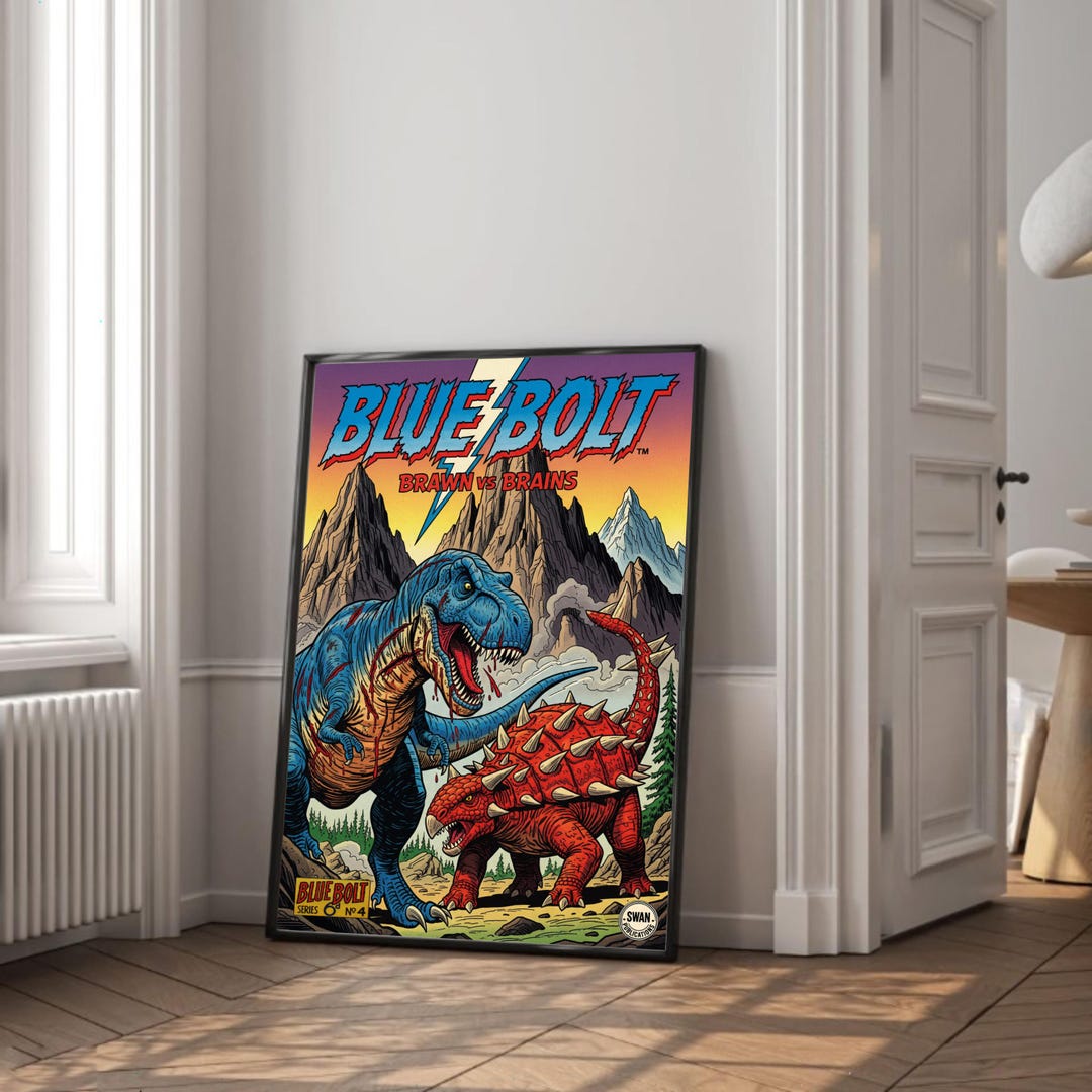 T-rex Vs Ankylosaurus Retro Comic Poster: Christmas Gift - Dinosaur ...