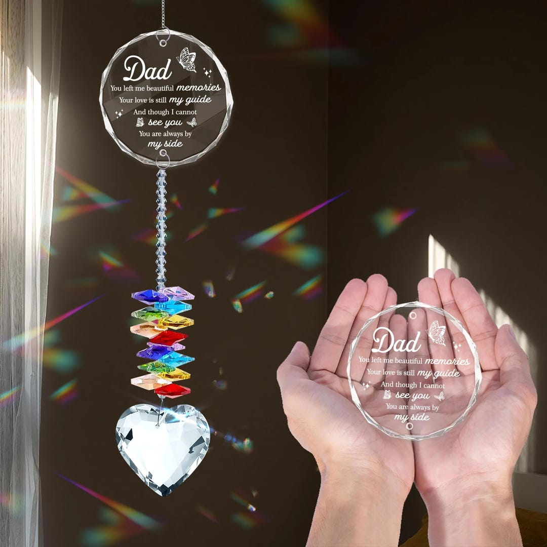 Crystal Suncatcher Sympathy Loss of Dad Gift, Memorial Rainbow ...