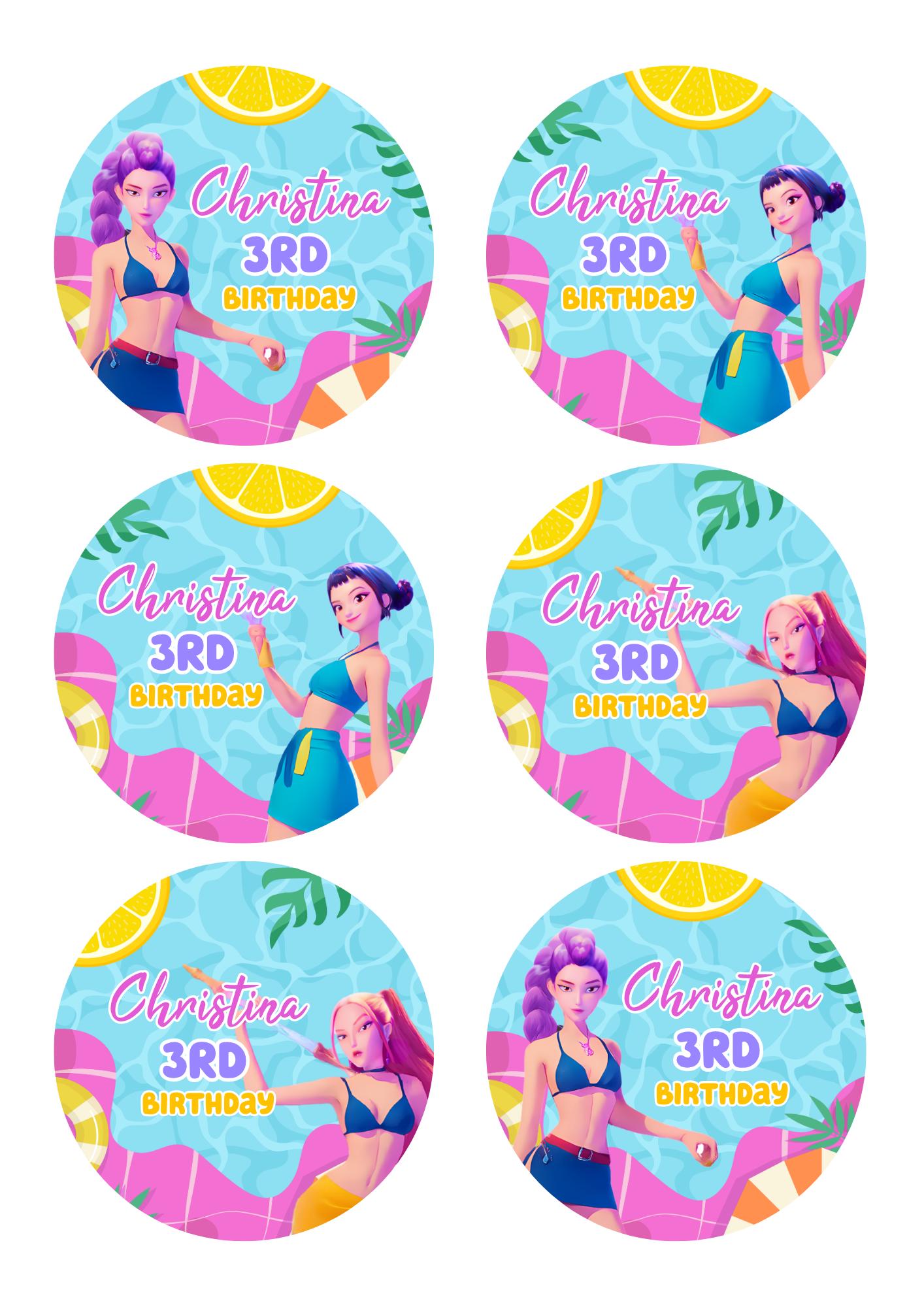 KPOP Demon Hunters Pool Party Invitation, Rumi, Zoey, Mira, Kpop Pool ...