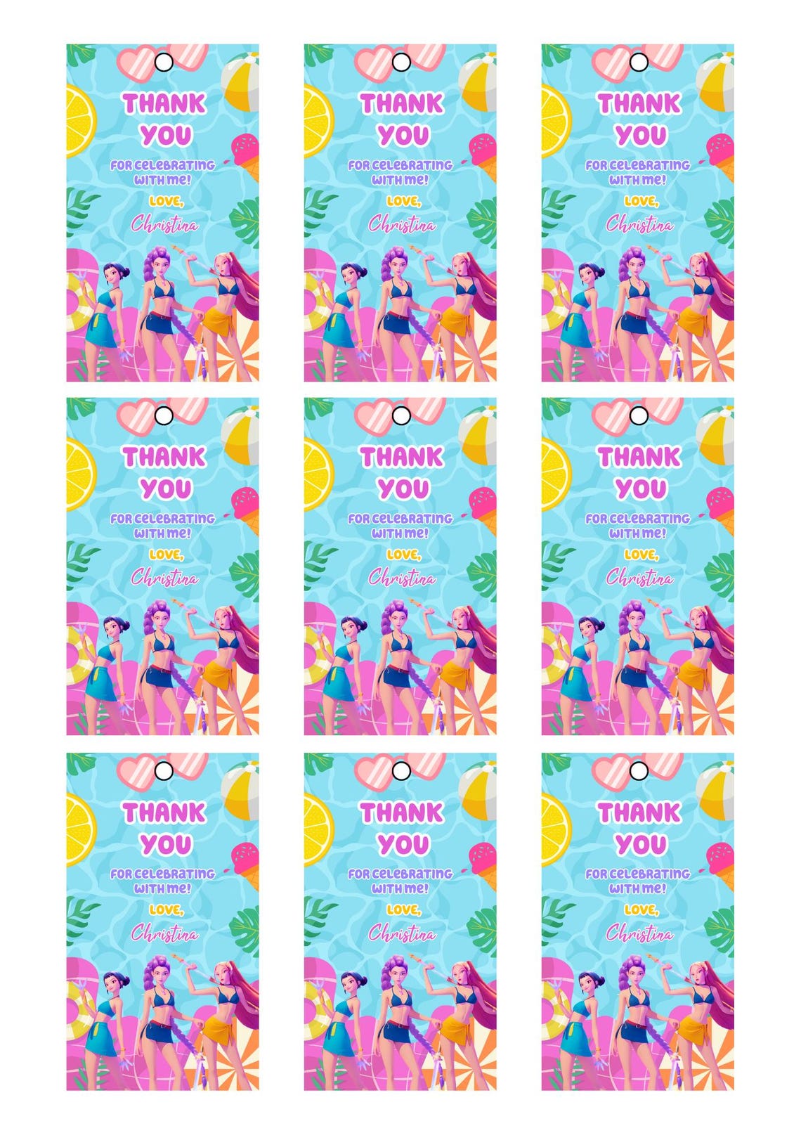 KPOP Demon Hunters Pool Party Invitation, Editable Canva Template ...