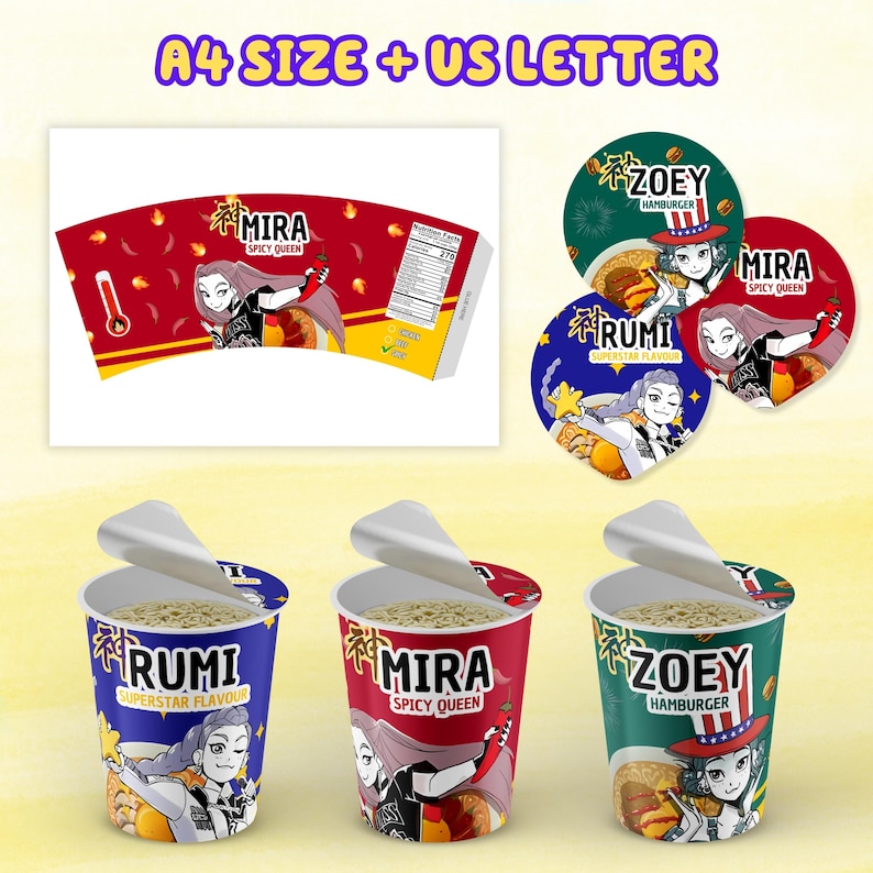 Kpop Demon Hunters, Cup Noodle Labels Ramyeon, Huntrix Ramen, Cosplay ...