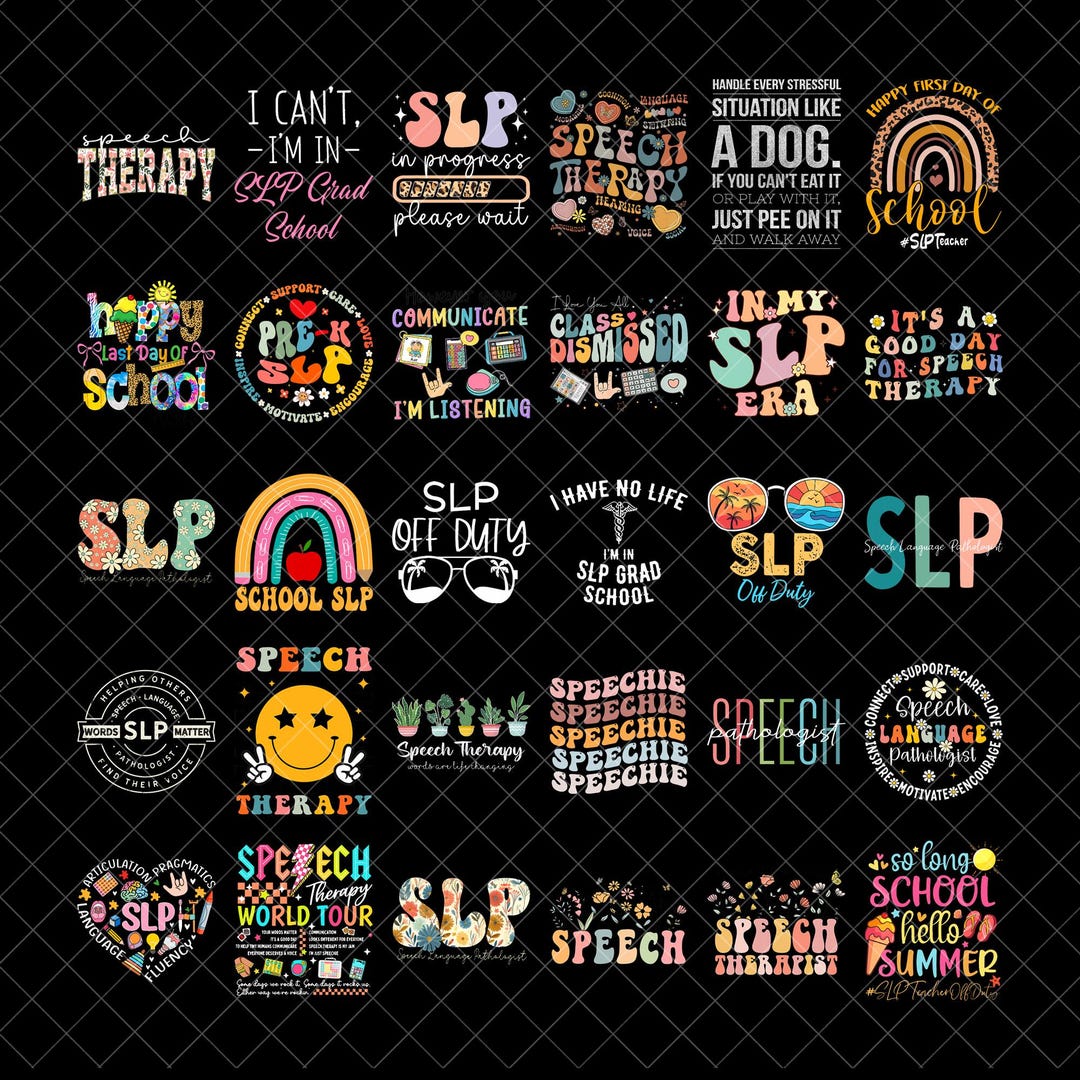 School SLP Sublimation Design Bundle, Speech Therapy Svg Clipart, Funny ...