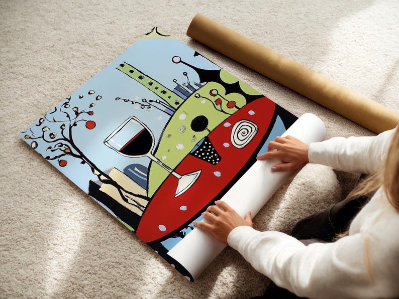 Vintage Pop Art Cafe Scene - Printable Modern Wall Art, UPA Animation ...