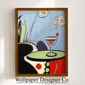 Pop Art Printable Wall Art - UPA Animation Style Cocktail Painting ...