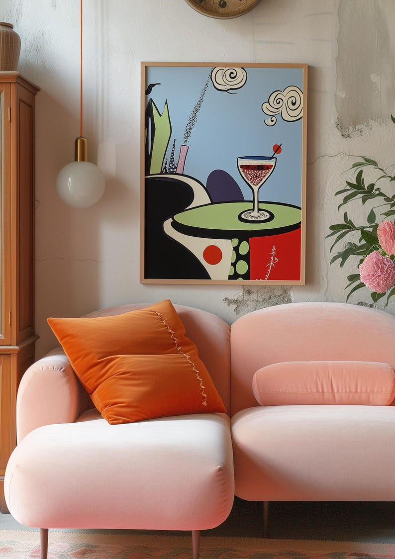 Pop Art Printable Wall Art - UPA Animation Style Cocktail Painting ...