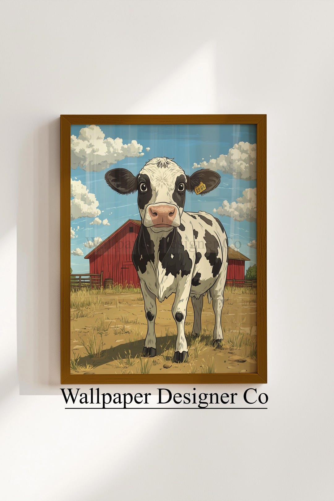 Comical Dairy Cow on Farm - Rustic Printable Farmhouse Wall Art, Cute ...