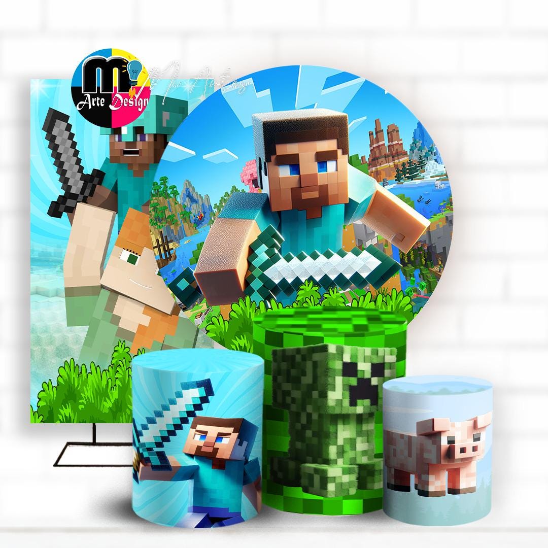 Minecraft Arch Backdrop Cover | Round Backdrop for Birthday Party ...