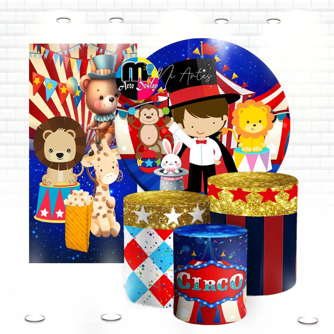 Circus Round Backdrop for Birthday Party | Cylinder Covers Set | Party ...