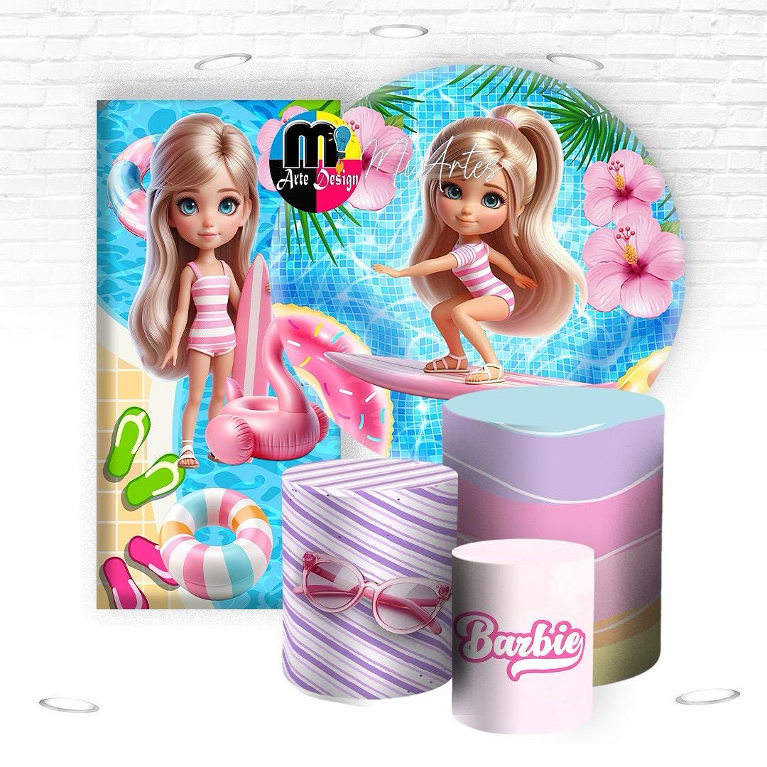 Barbie Party Backdrop Cover: Round Arch & Cylinder Set - Etsy