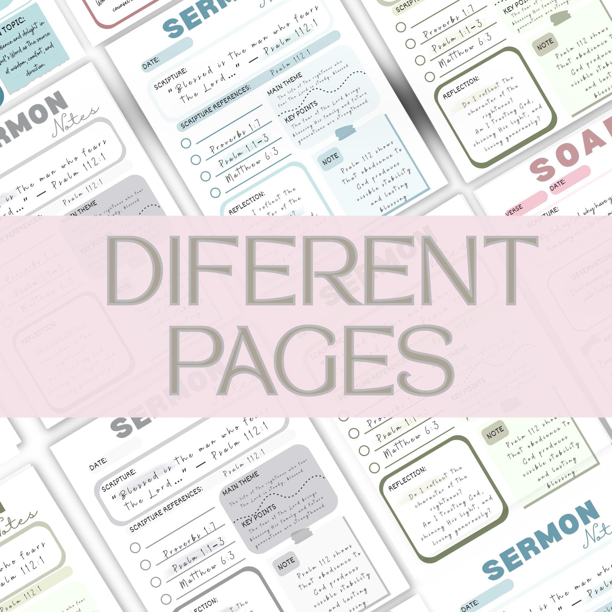 Printable Sermon Notes Template – Bible Study Note-taking Worksheet for ...