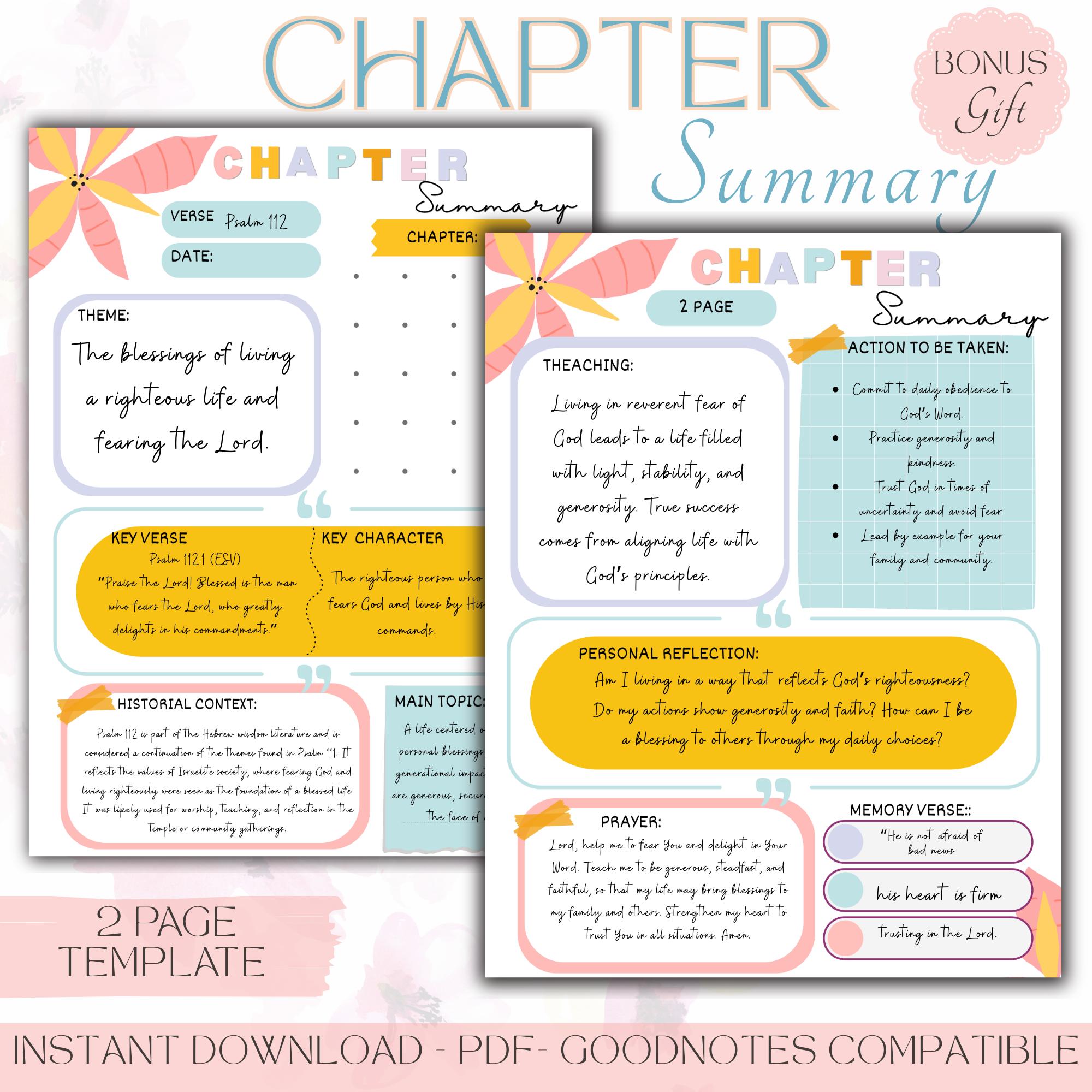 Printable Bible Chapter Study Template: Guided Scripture Journal (PDF ...