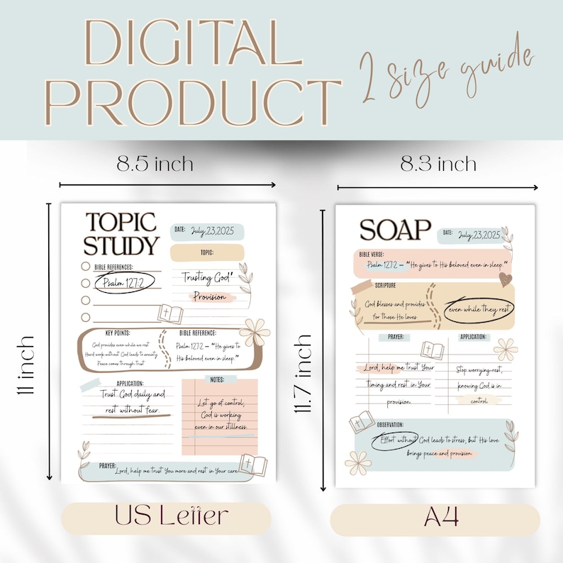 Digital Bible Study Journal Light Blue – Editable Canva Templates and ...