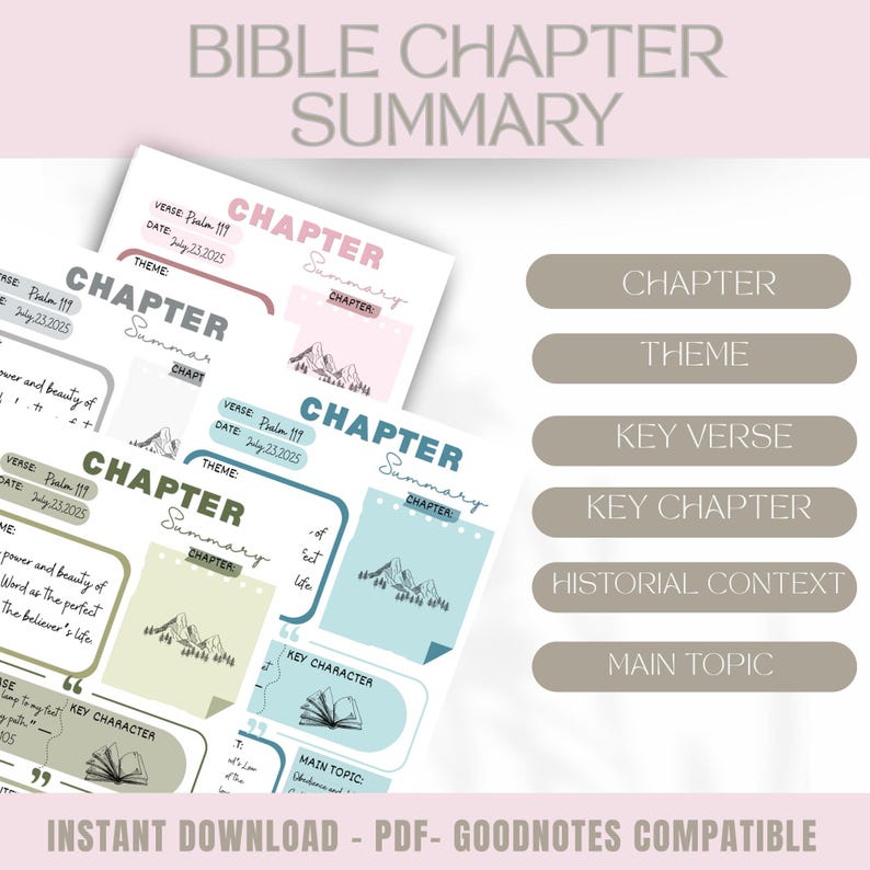 Bible Study Chapter Summary Template,printable Guided Study Worksheet ...