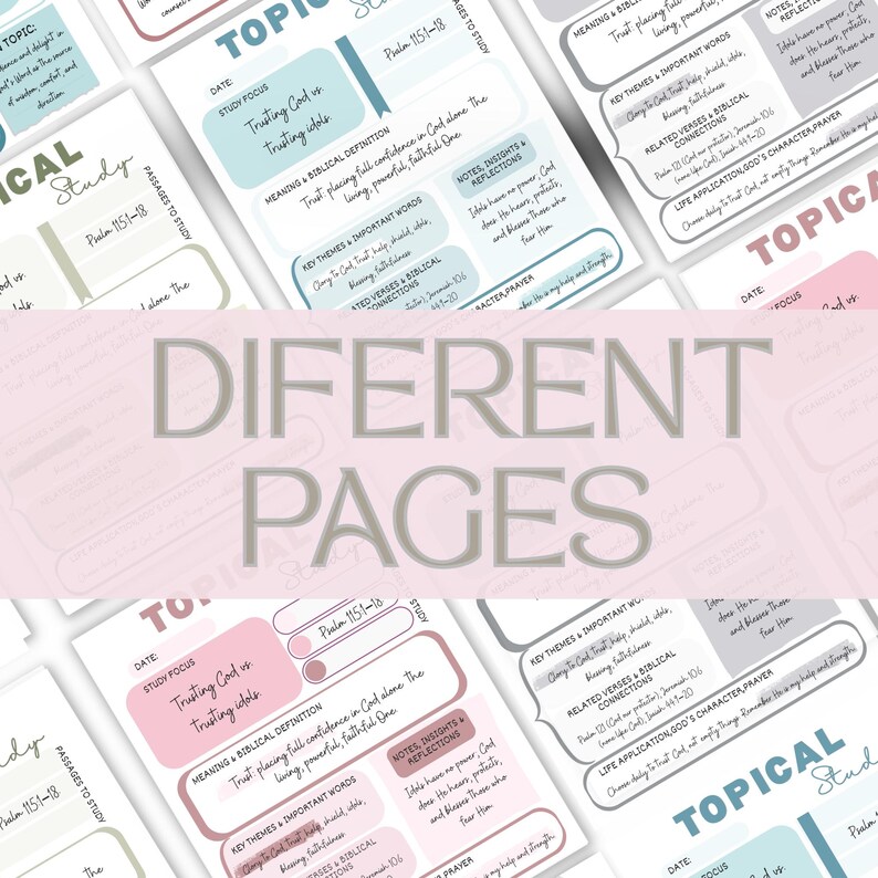 Topical Study Bible Template, Printable & Digital Worksheet, Bible ...
