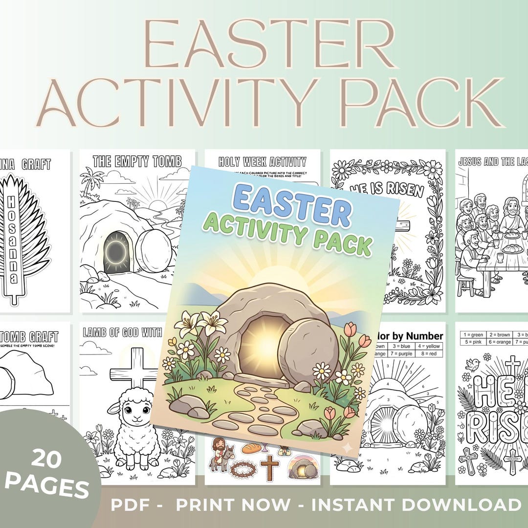 Christian Easter Activity Pack for Kids Printable PDF 20 Holy Week ...