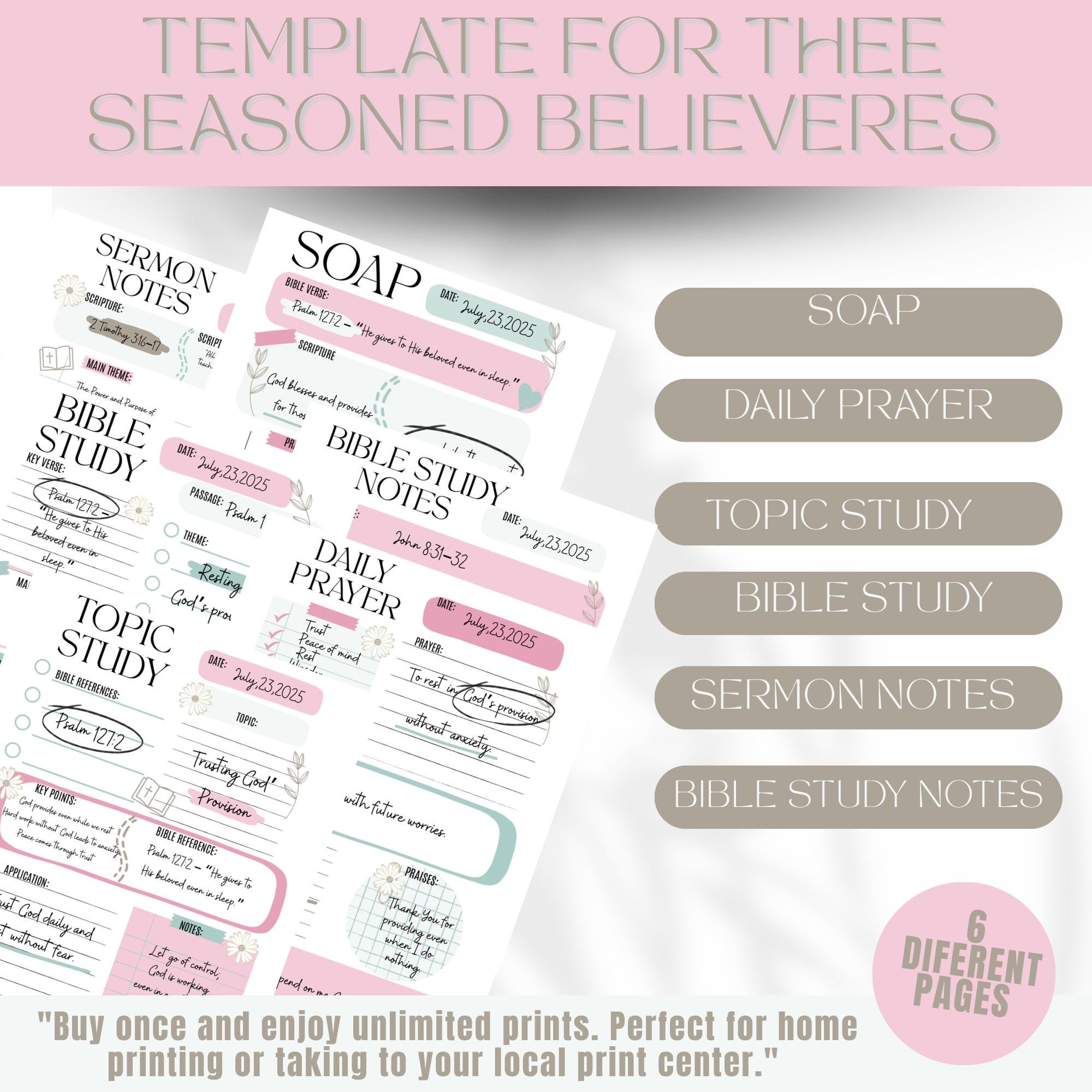 Editable Bible Studytemplate in Canva Bundle, Bible Study Tool Template ...