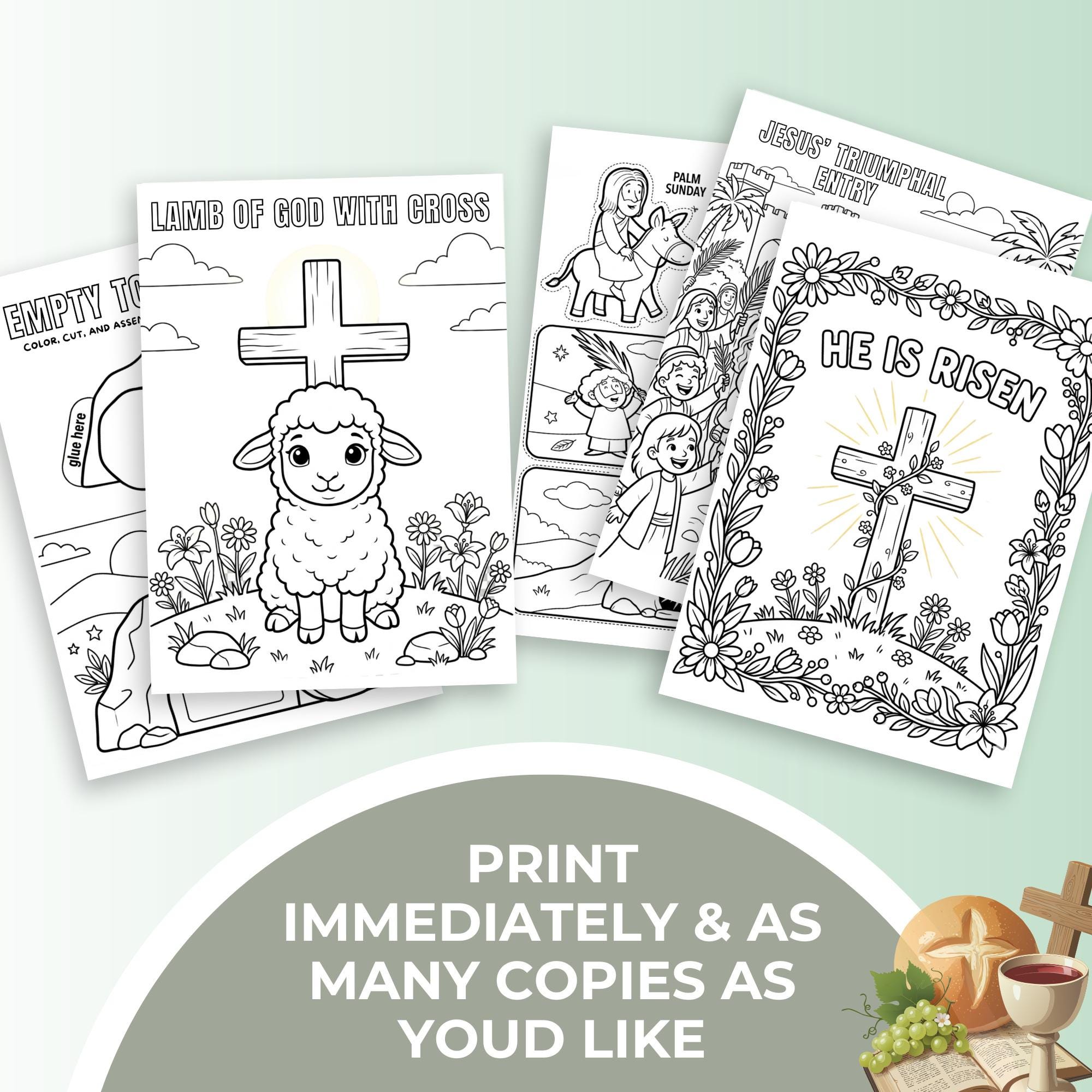 Christian Easter Activity Pack for Kids Printable PDF 20 Holy Week ...