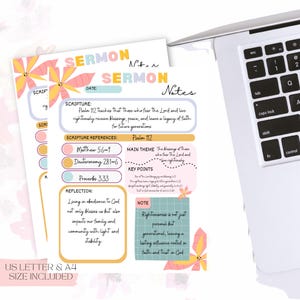 Printable Sermon Notes Template Christian Bible Study, Canva Editable ...