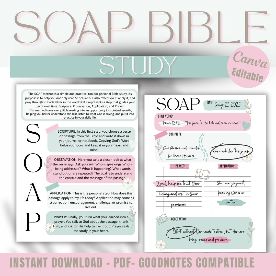 SOAP Bible Study Template Printable, Verse Mapping Journal Guide ...