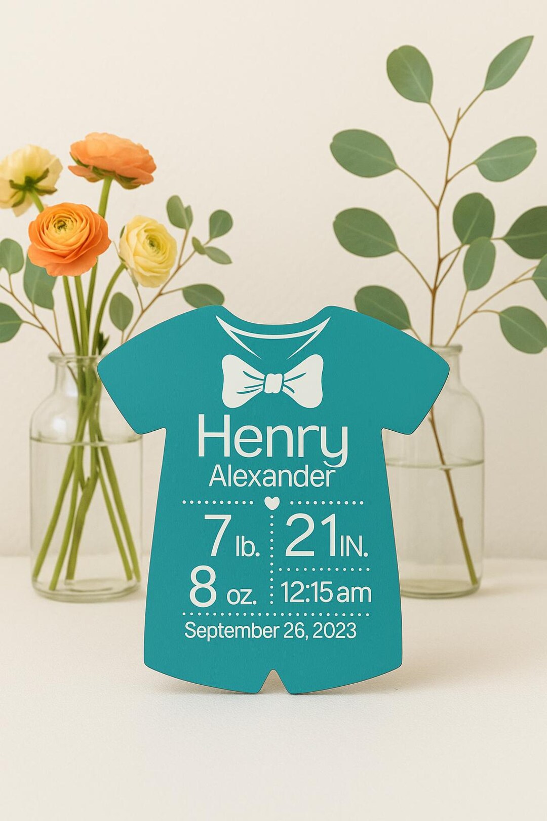 Personalized Baby Birth Stats Sign - Onesie Shape Wooden Keepsake ...
