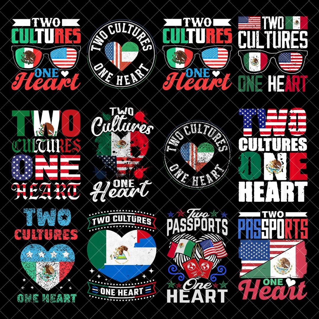 Two Cultures One Heart PNG Bundle, Dual Heritage Sublimation, Mexico ...