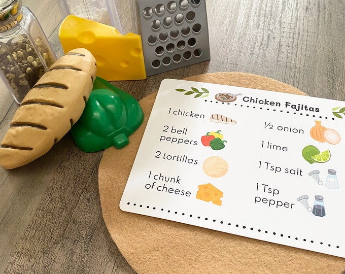 SET 2 - 20 Dramatic Play Recipe Cards for Kids Play Pretend Food Dishes ...