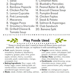 SET 2 PRINTABLE 20 Dramatic Play Recipe Cards for Kids Play Pretend ...