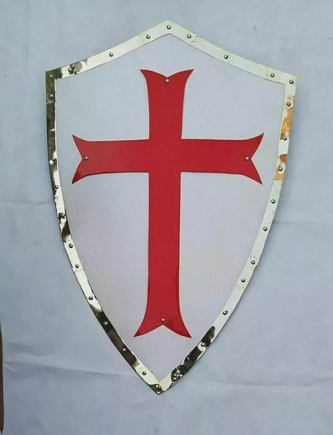 Medieval White & Red Knight Shield With Crusader Cross Historical ...