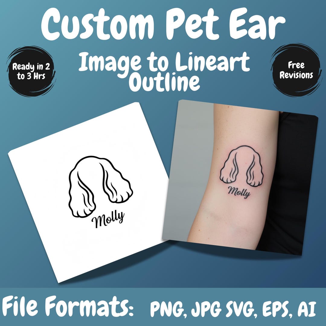 Custom Pet Ear Outline SVG PNG - Personalized Memorial Gift - Dog Ear ...