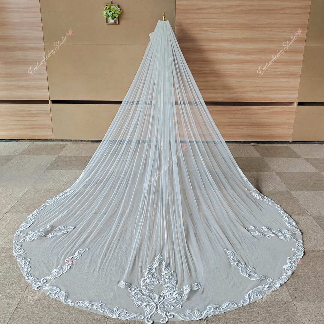 Baroque Wedding Veil, Romantic Bride Wedding Veil, Royal Bridal Veil ...