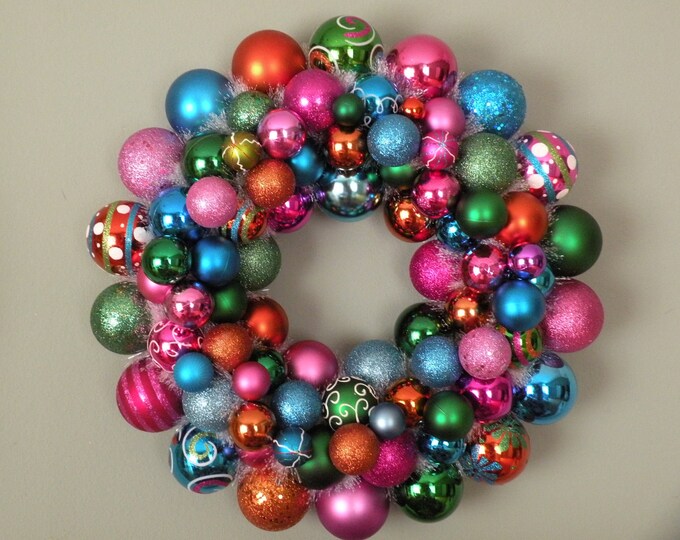 COLORFUL CHRISTMAS FESTIVE Ornament Wreath - Etsy