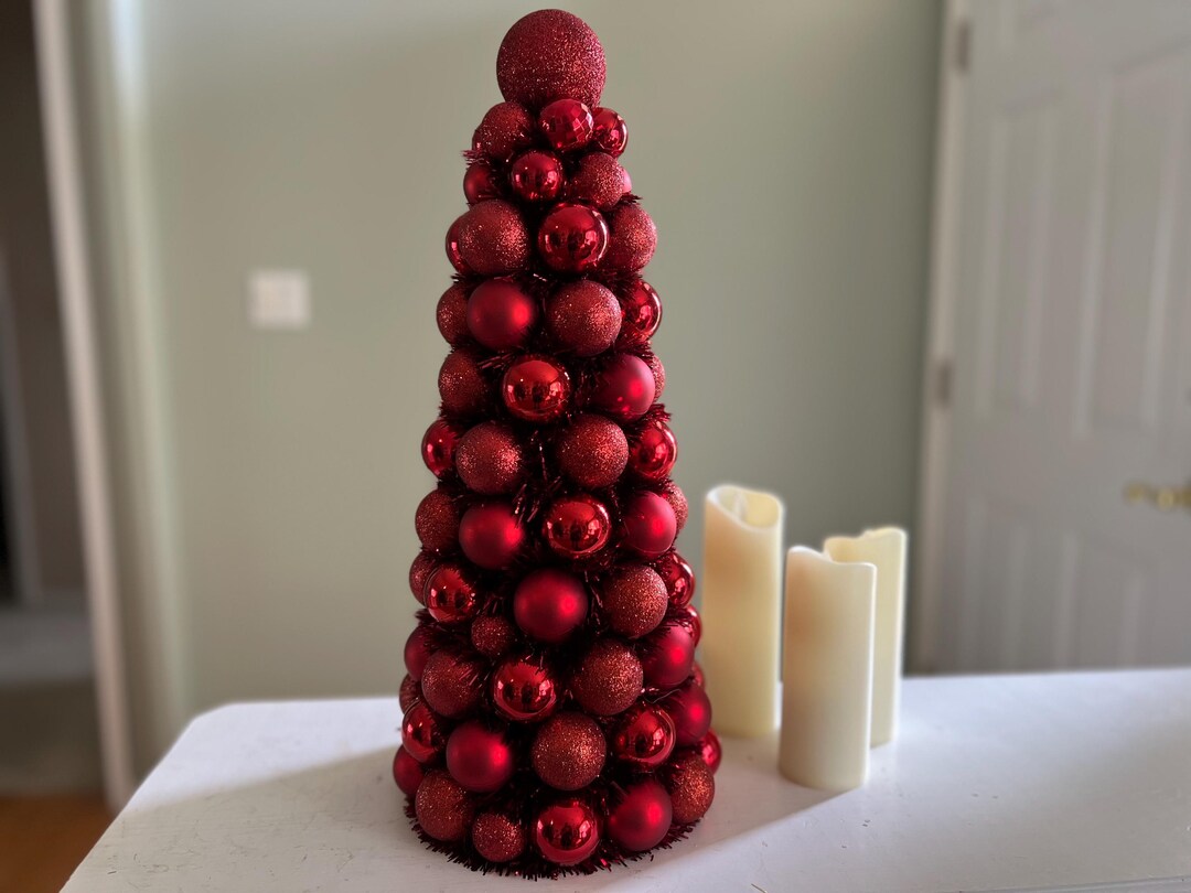 Christmas Tree Centerpiece TABLE TOP Tree 17 Shatterproof Red Christmas ...