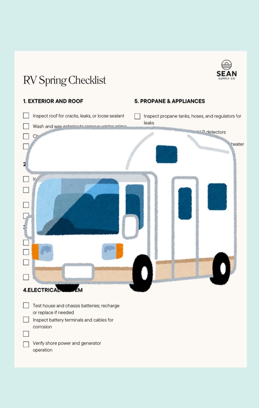 50% OFF | RV Spring Maintenance Checklist | 1 Page Printable | Reusable ...