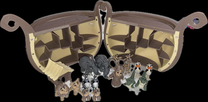 3d Printed Noah's Ark Boat With 8 Sets of Animals - Etsy