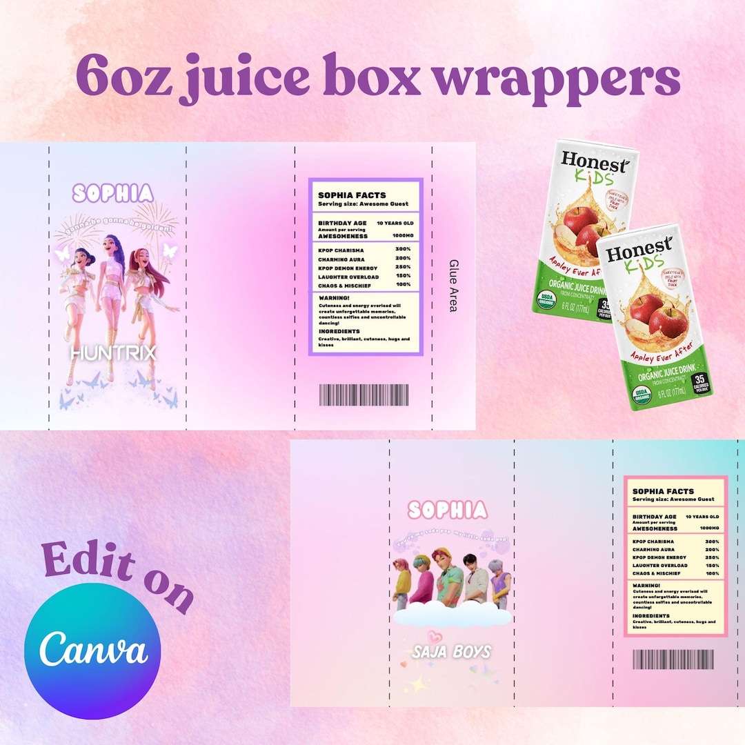 Kpop Juice Box Wrapper Label | Saja Boys, Huntrix (digital Download ...