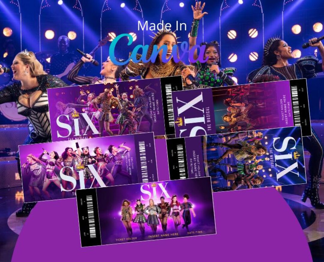 Six Broadway Show Ticket Template: Editable & Personalized Canva Design ...