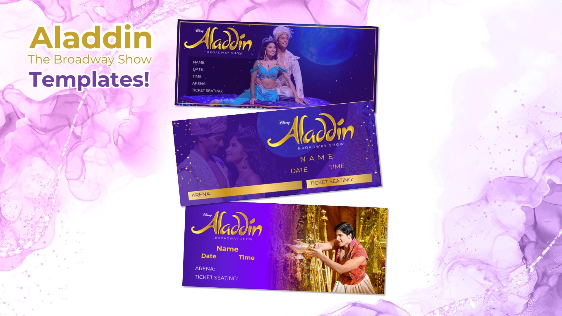 Aladdin Broadway Show Ticket Template: Editable Canva Design (2024 ...