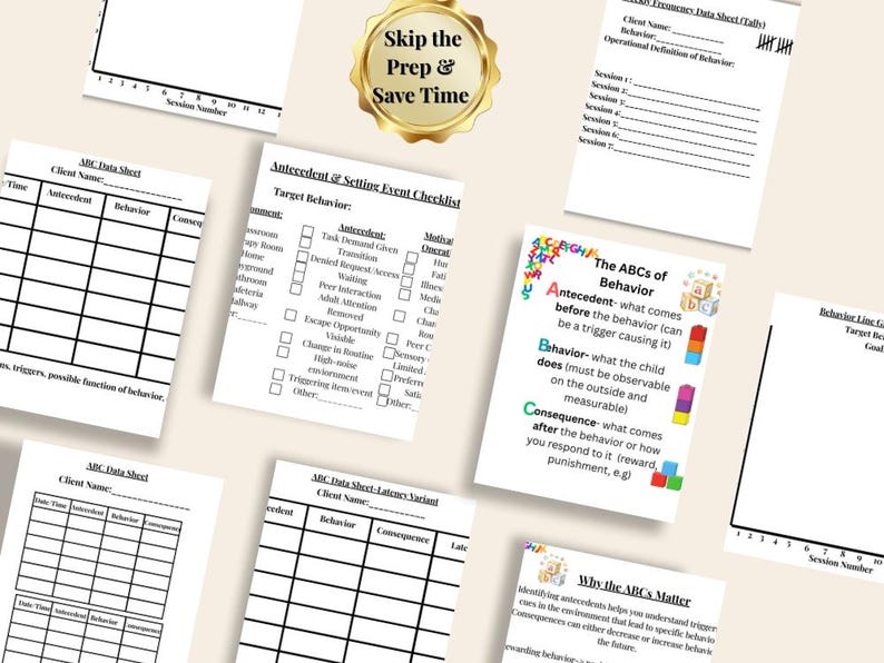 ABC Behavior Data Sheets Bundle & Graphs/ ABA Therapy Resources ...
