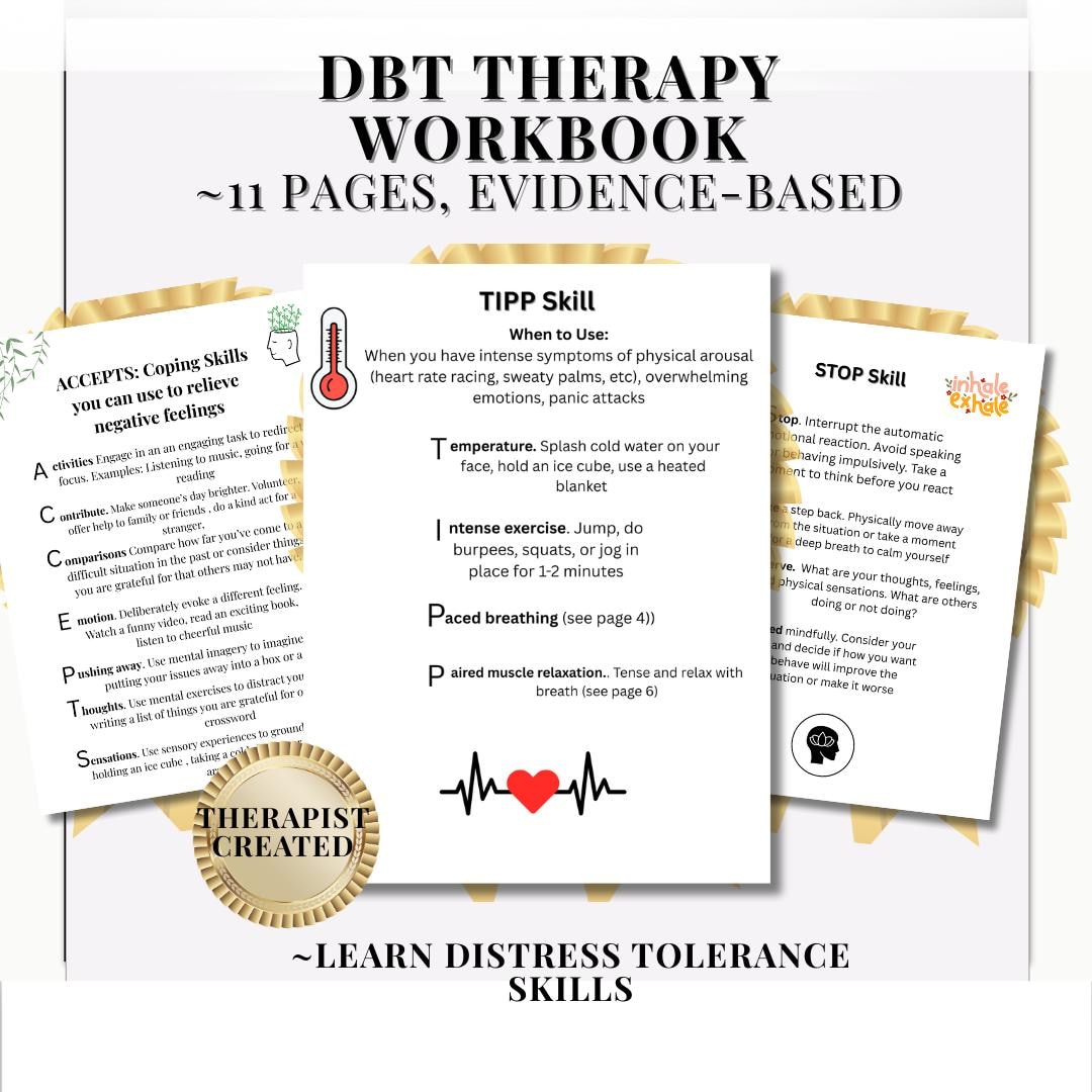 DBT Distress Tolerance Skills Workbook for Therapists & Self-help ...