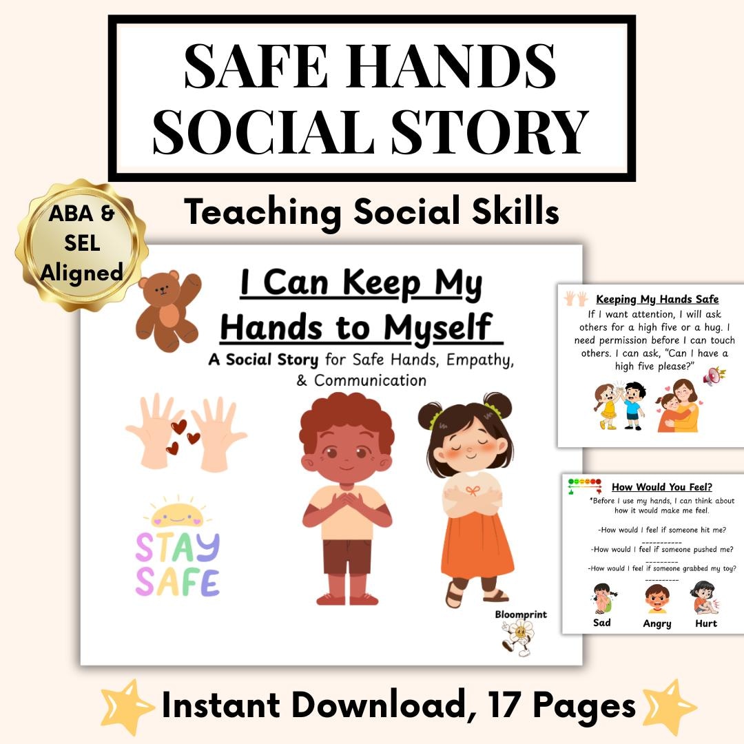 Hands to Self Social Story: Personal Space & Body Boundaries, Safe ...