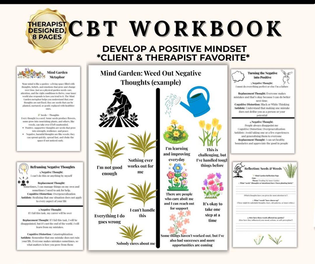 CBT Workbook: Mind Garden Exercise Worksheets, Cognitive Behavioral ...