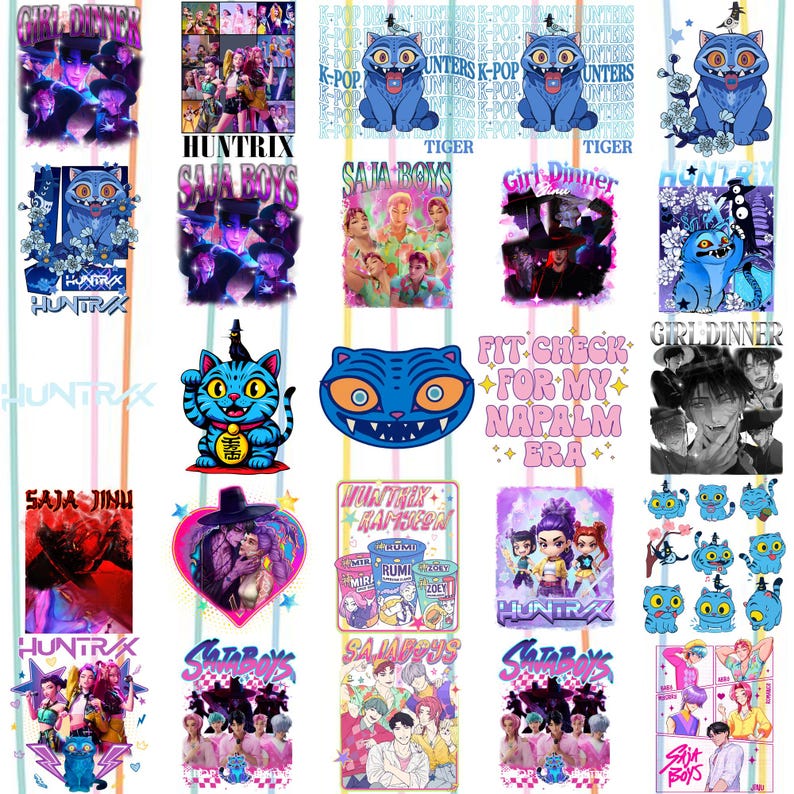 99+huntrix Demon Hunters PNG Bundle – Kpop Saja Boys Boy Band PNG ...