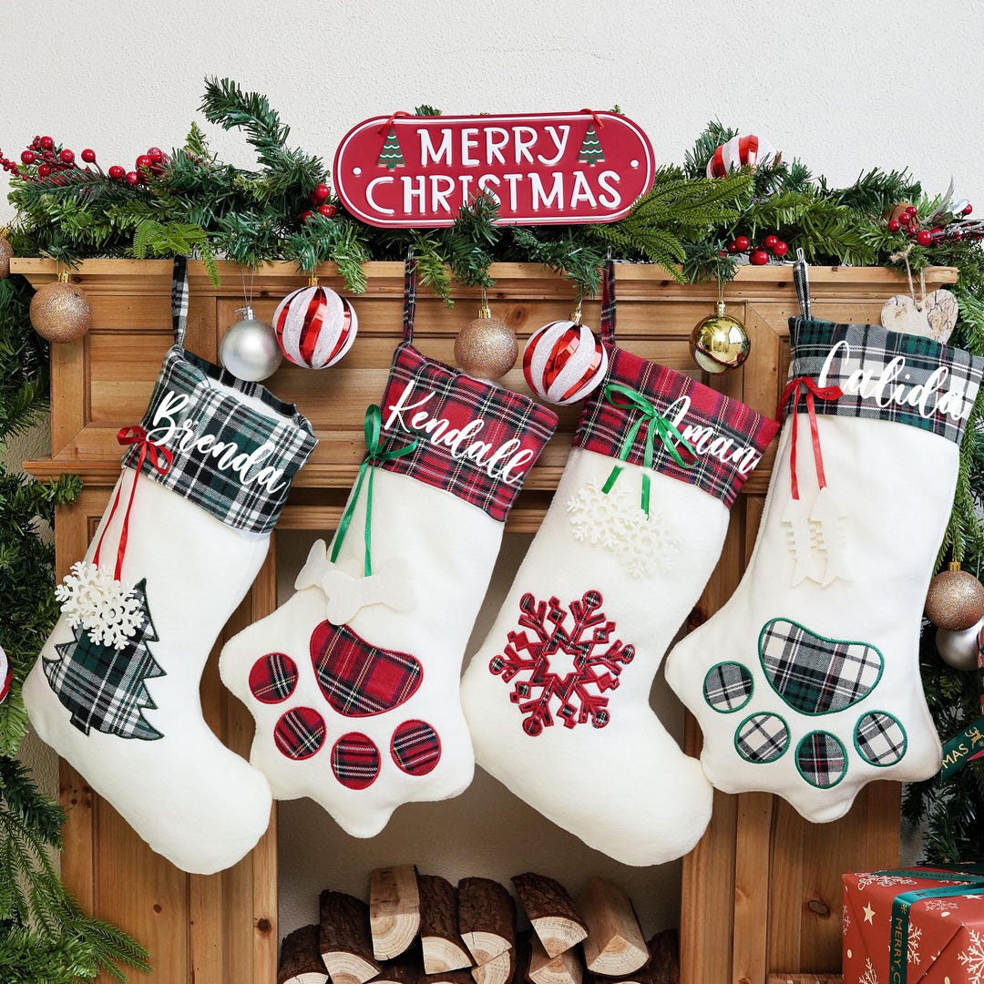Personalized Plaid Christmas Stocking With Custom Name – Heat Transfer ...