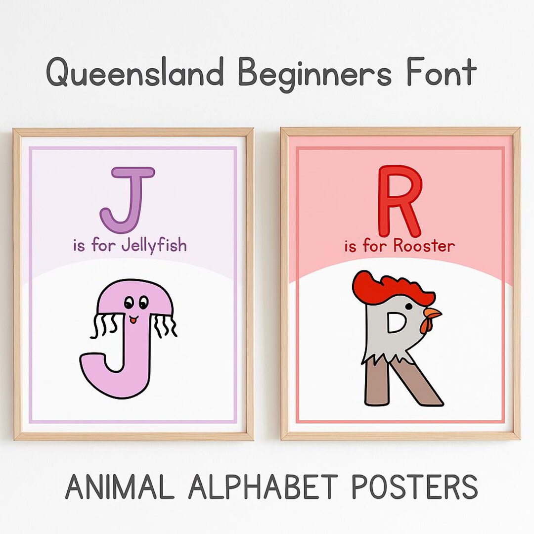 Queensland Beginners Font Alphabet Posters – Animal Mnemonics A–Z ...