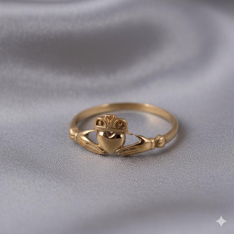 Dainty Gold Claddagh Ring, Irish Promise Ring, Celtic Friendship Band ...