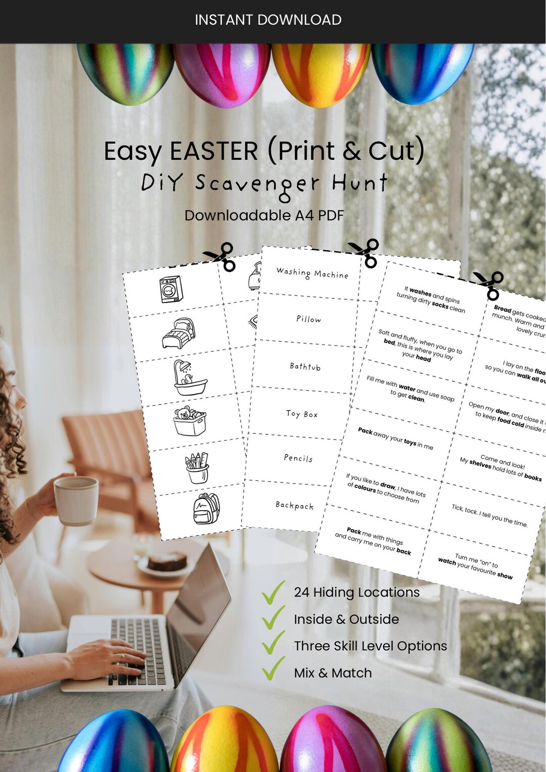 Buy Printable PDF Easter Scavenger Egg Hunt - Print & Cut - Three Skill ...