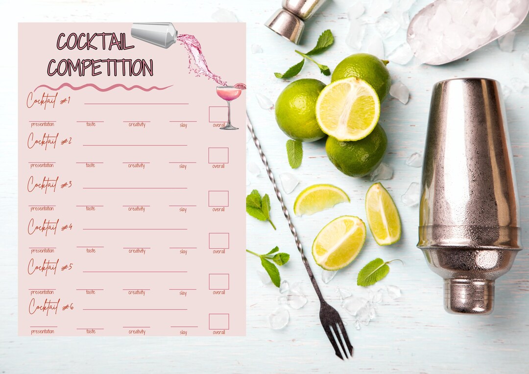 Editable Cocktail Competition Judging Sheet | 6 Cocktails ...