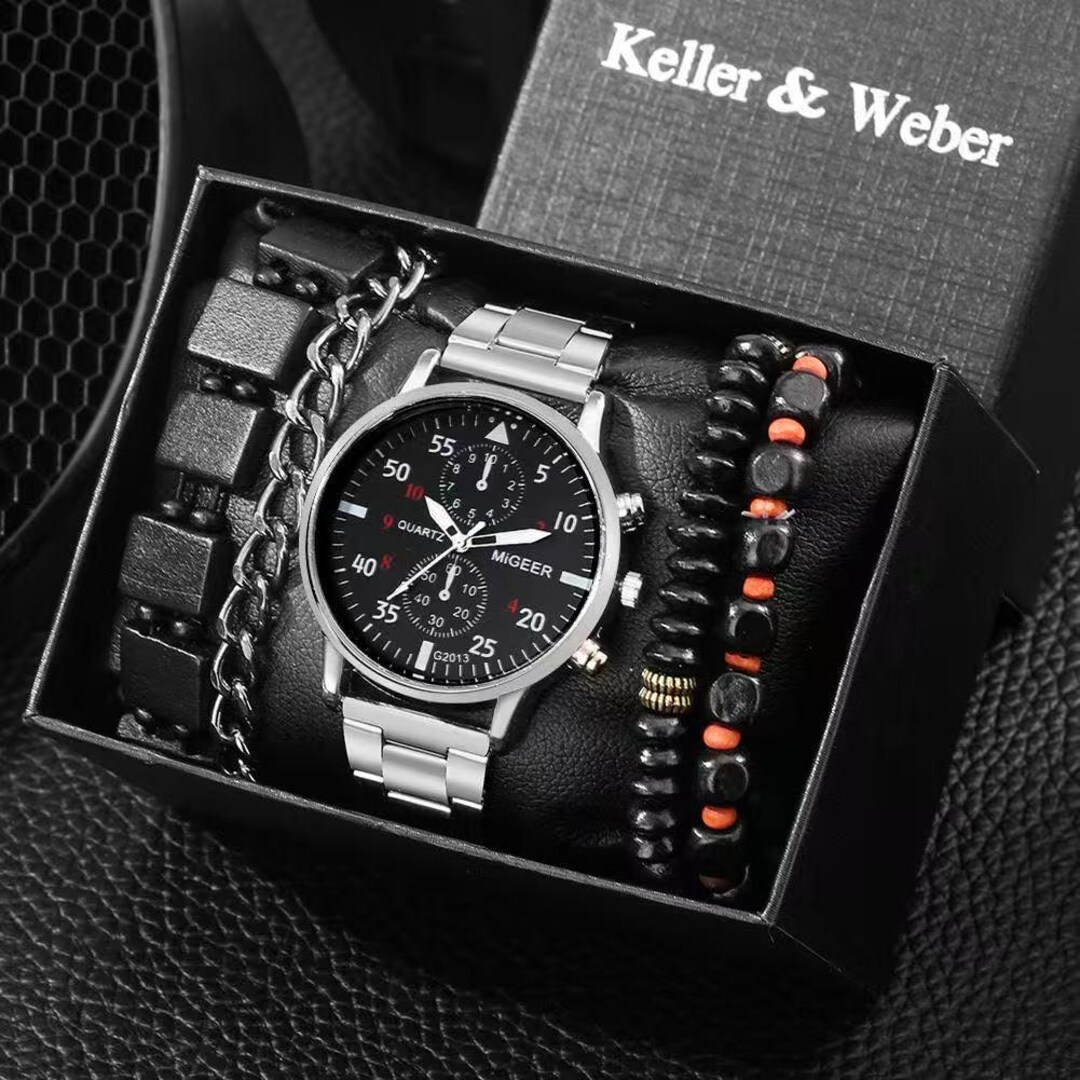 5pcs Fashion Business Casual Men's Belt Quartz Watch With PU Woven ...