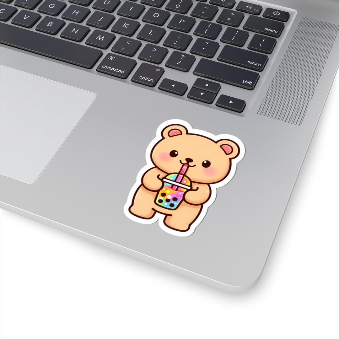 Kawaii Boba Bear Sticker | Glossy Kiss-cut Vinyl Sticker | Boba Tea ...