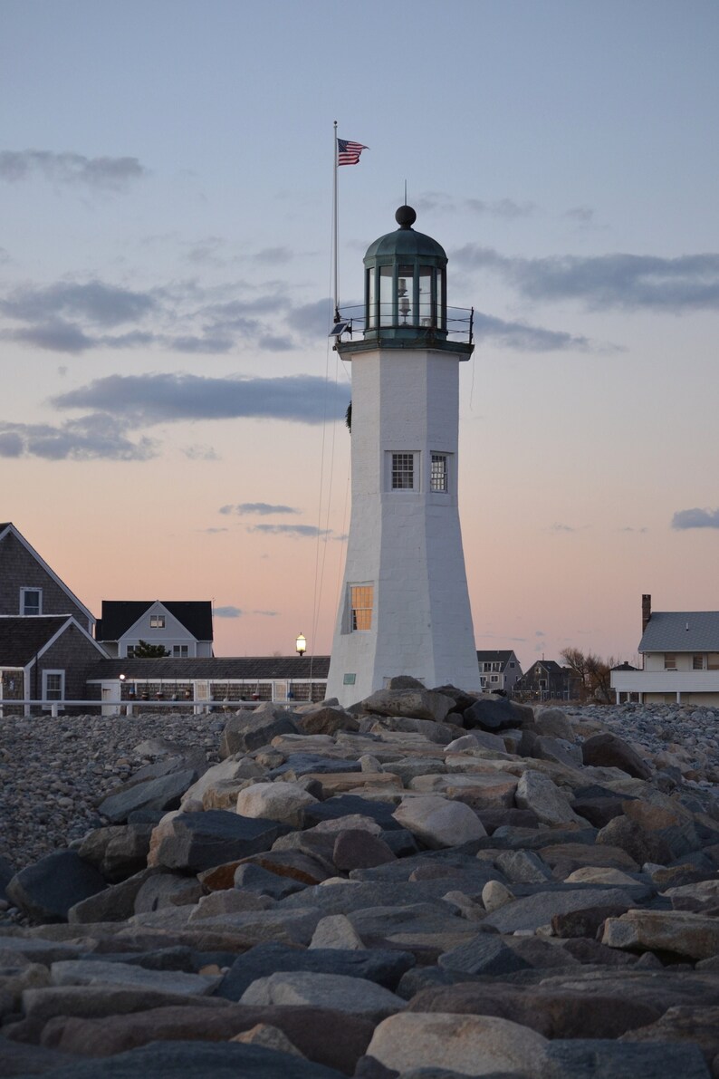 Scituate Lighthouse Print Ocean Sunset New England - Etsy